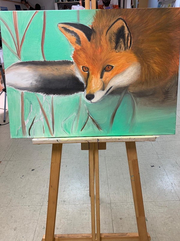 The process of creating The Fox painting – Art by Klinta Lapsa