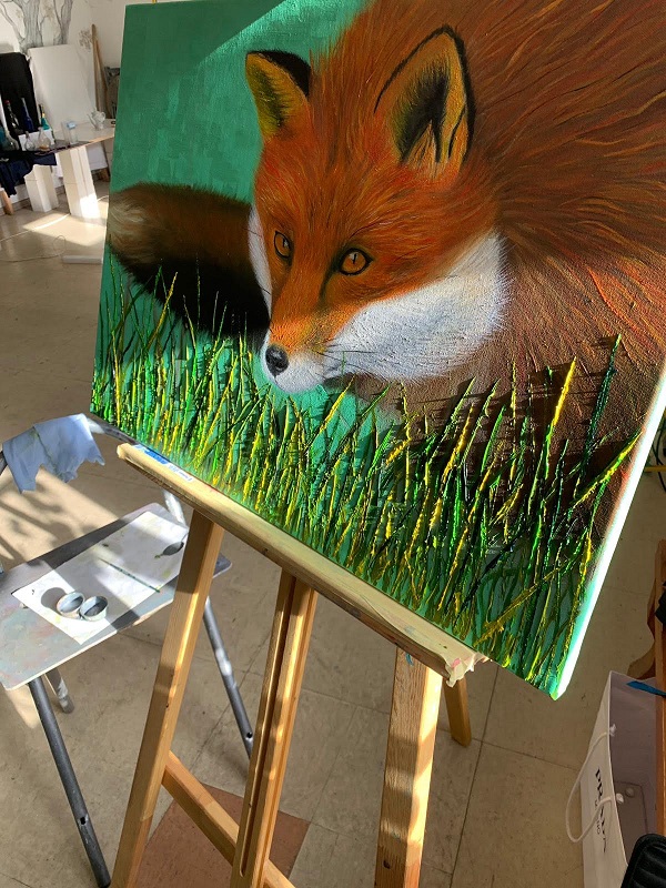 The process of creating The Fox painting – Art by Klinta Lapsa